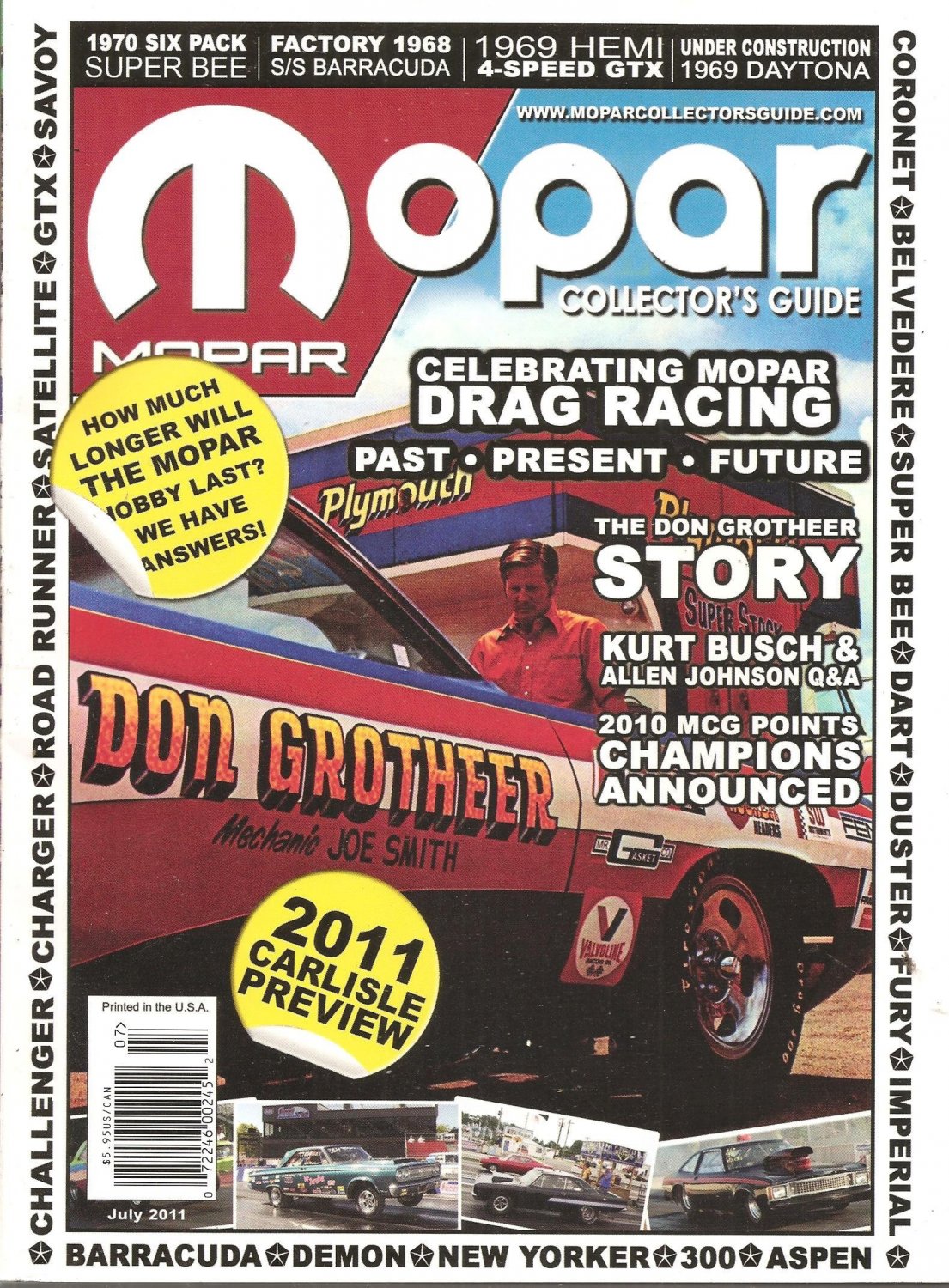 Mopar Collector's Guide Magazine July 2011-Drag Racer Don Grotheer 1968 ...