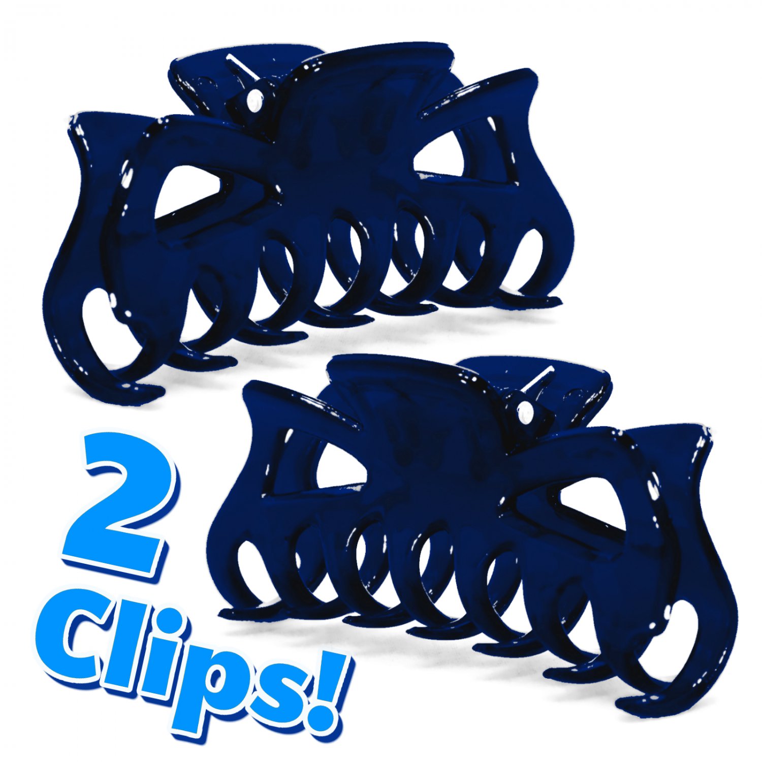 2x Hair Claw Clips Small 3.25" Navy Blue Plastic Fashion Accessory _144-27