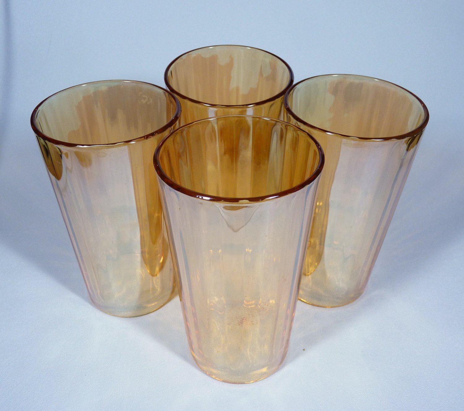 Vintage Carnival Iridescent Marigold Glass Set