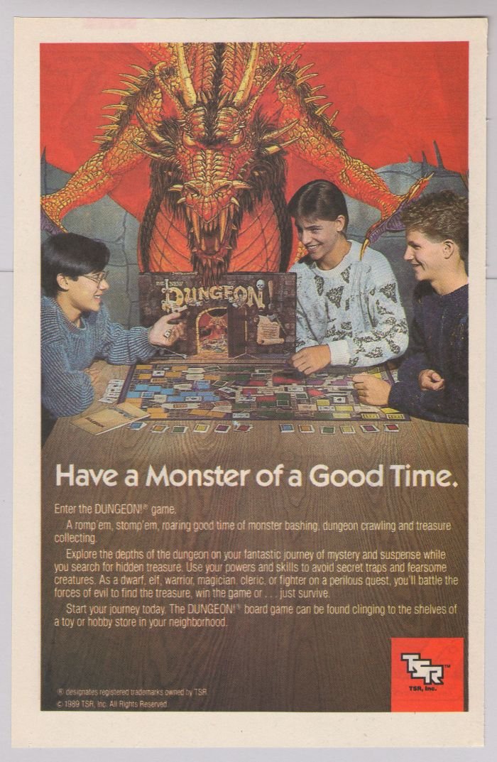 Dungeon board game PRINT AD fantasy TSR advertisement '80s 1989