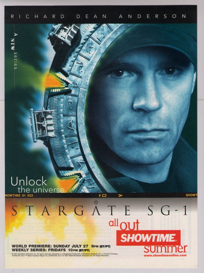 Stargate SG-1 TV series premiere '90s PRINT AD Richard Dean Anderson Showtime 1997