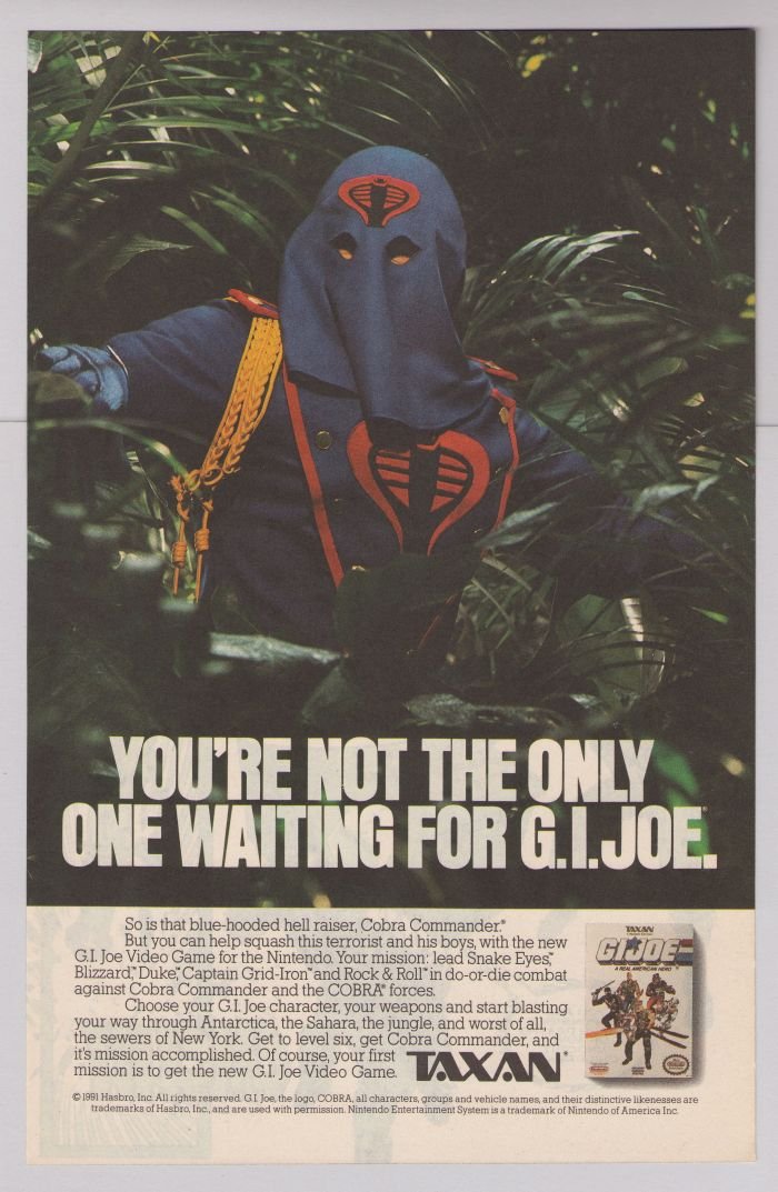 G.I. Joe video game '90s PRINT AD Cobra Commander advertisement GI Joe 1991
