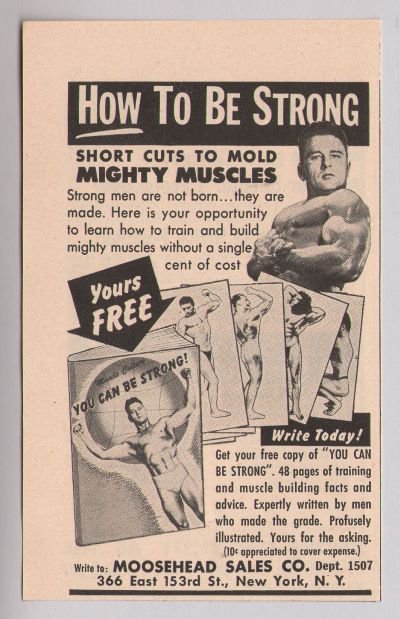 MIGHTY MUSCLES bodybuilding '40s PRINT AD Moosehead Sales vintage ...