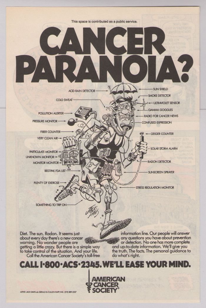 American Cancer Society Jack Davis art '90s PRINT AD Cancer Paranoia ...