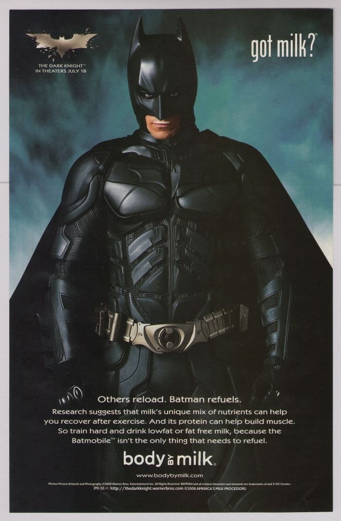 BATMAN Christian Bale got milk PRINT AD Dark Knight advertisement 2008