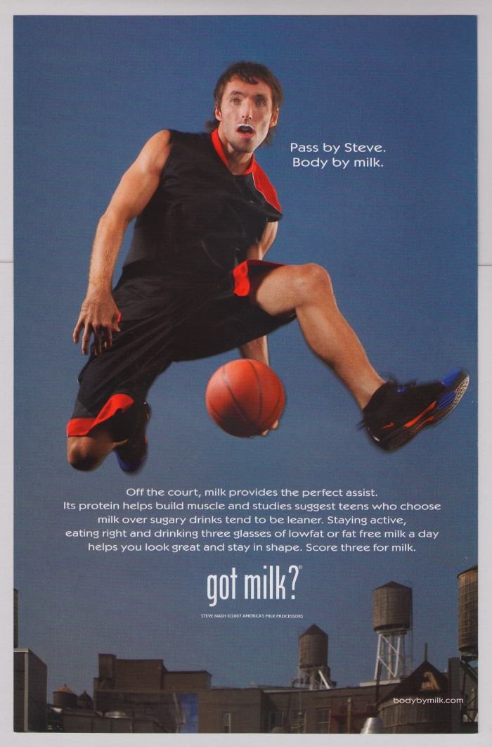 STEVE NASH got milk PRINT AD basketball NBA Phoenix Suns advertisement 2007