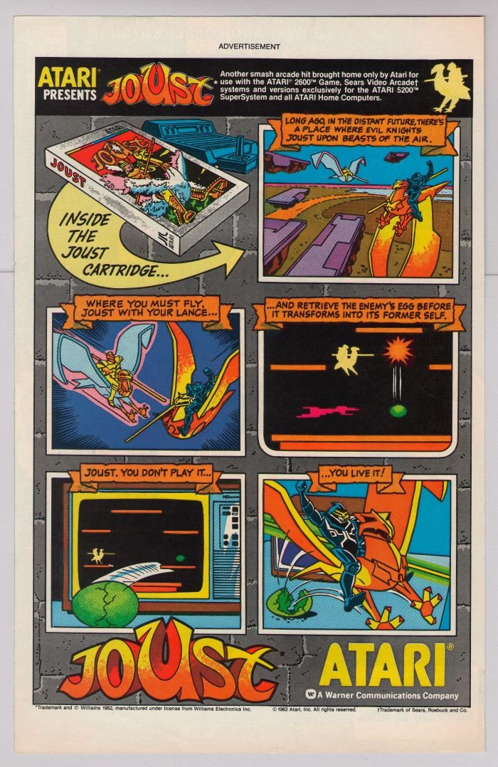 JOUST Atari '80s PRINT AD arcade video game advertisement 1983