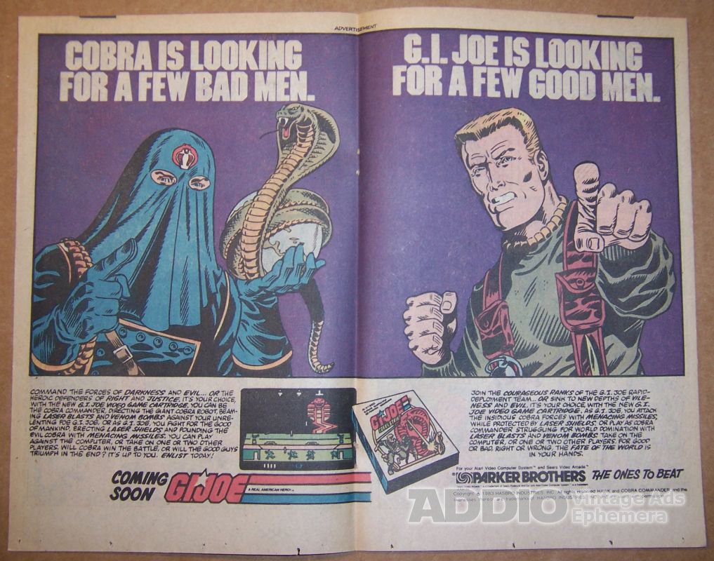 G.I. Joe video game '80s PRINT AD Cobra Parker Brothers vintage 2-page ...