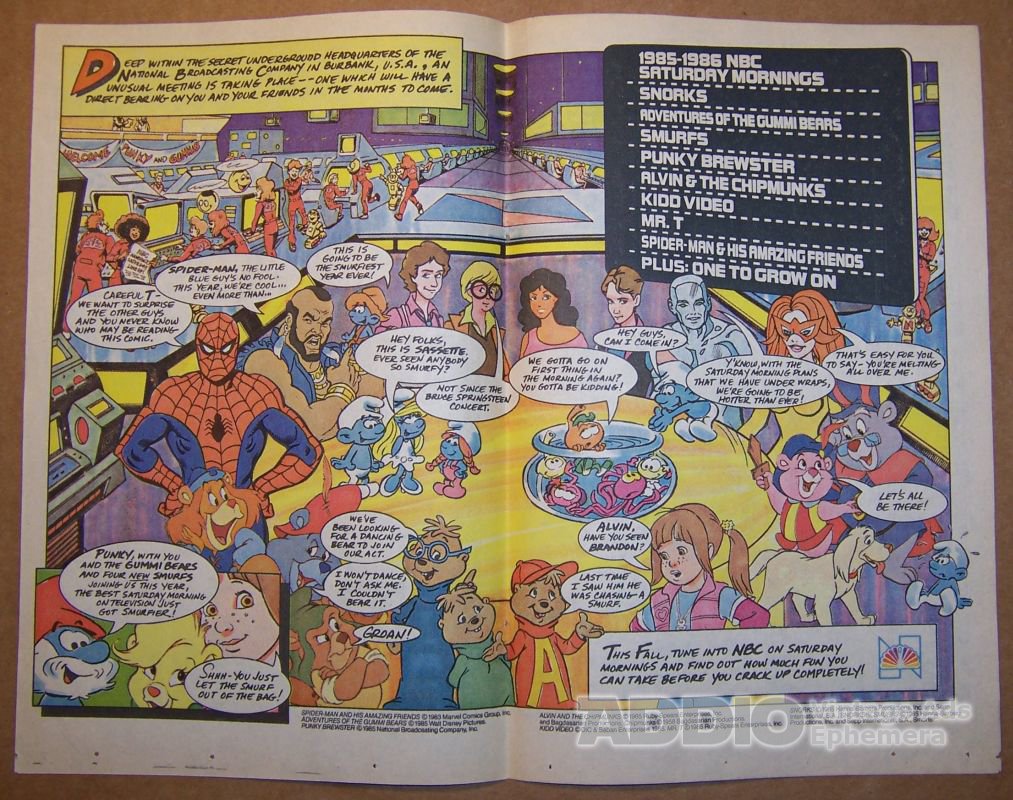 NBC Saturday morning TV '80s PRINT AD Spider-Man KIDD VIDEO Mr. T ...