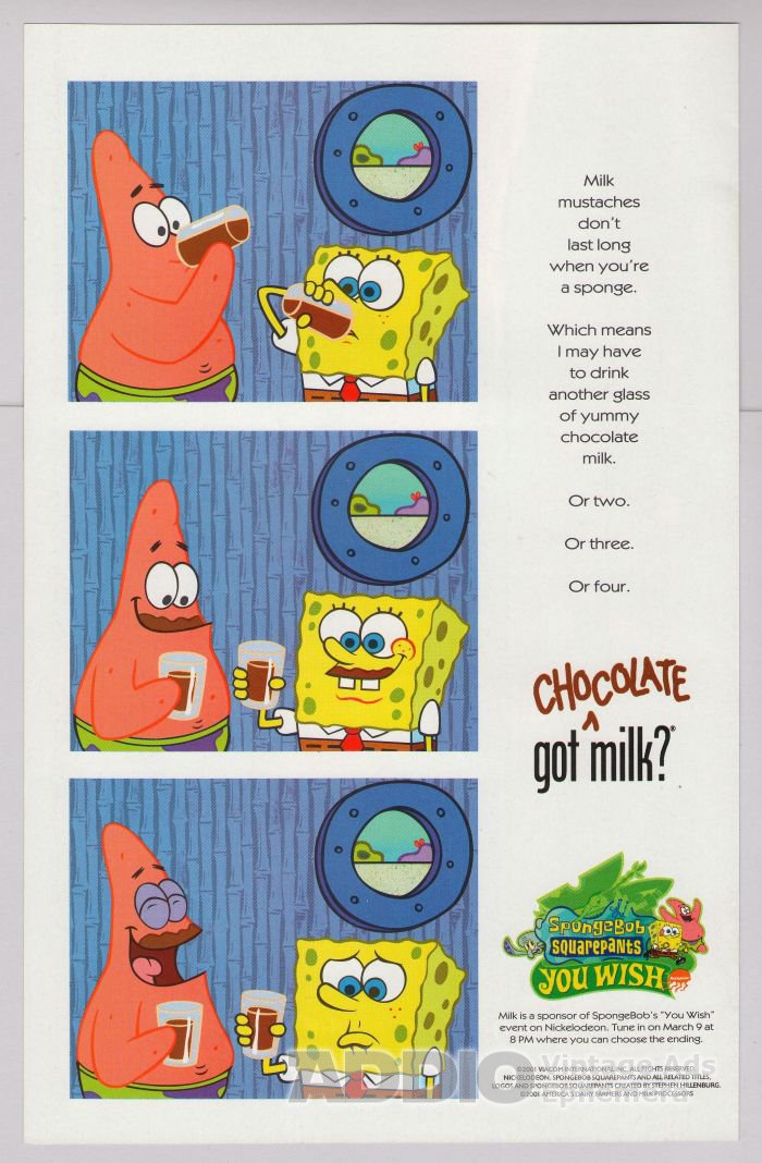 Spongebob Squarepants PRINT AD Got Milk Patrick Star cartoon ...
