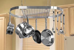 Large Stainless Steel Oval Pot Rack