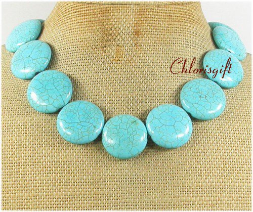 HUGE BLUE TURQUOISE HAND KNOT NECKLACE