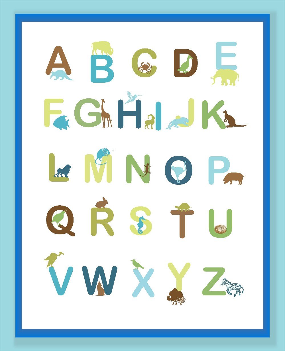 Fun and Colorful Alphabet Poster - Earthy colors