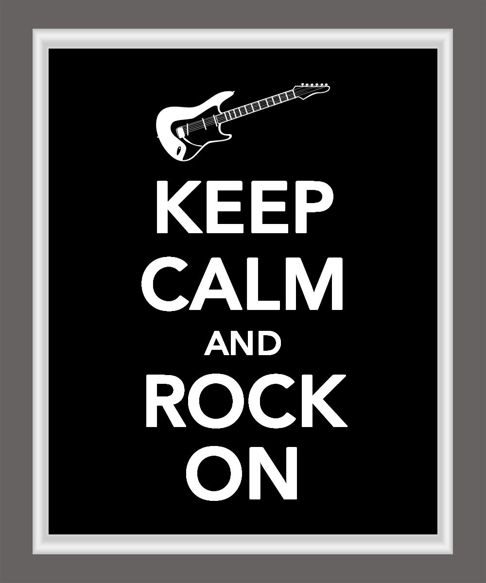 Keep Calm and Rock On Print with guitar