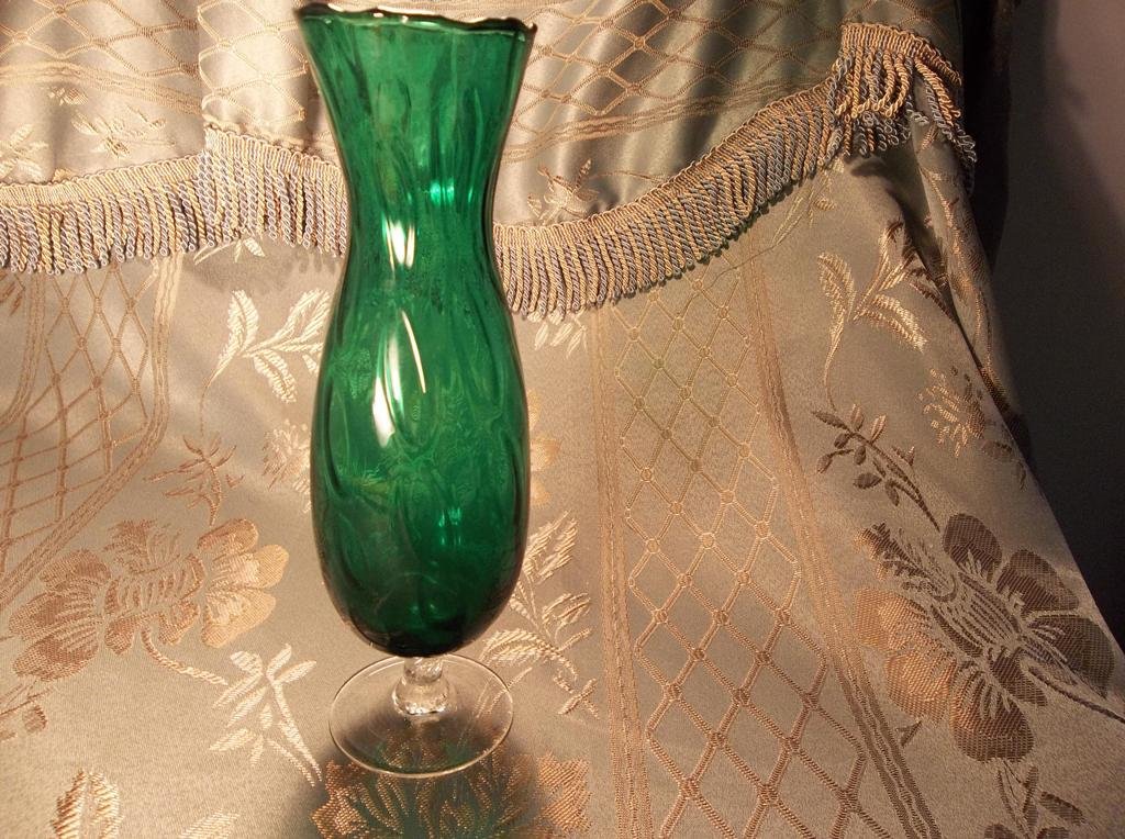 Green antique vintage depression glassware vase
