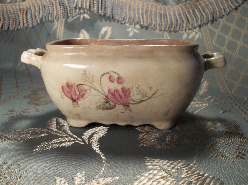 Vintage antique hand painted pottery ceramic planter