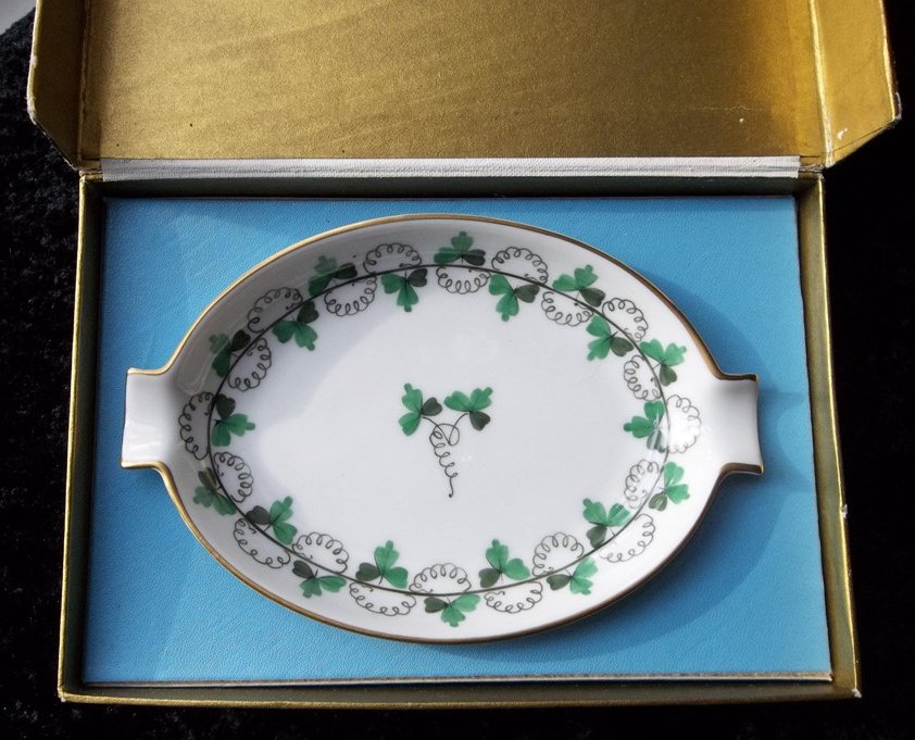 Vintage antique Hand-painted shamrock dish/ash tray marked 1826 on the ...