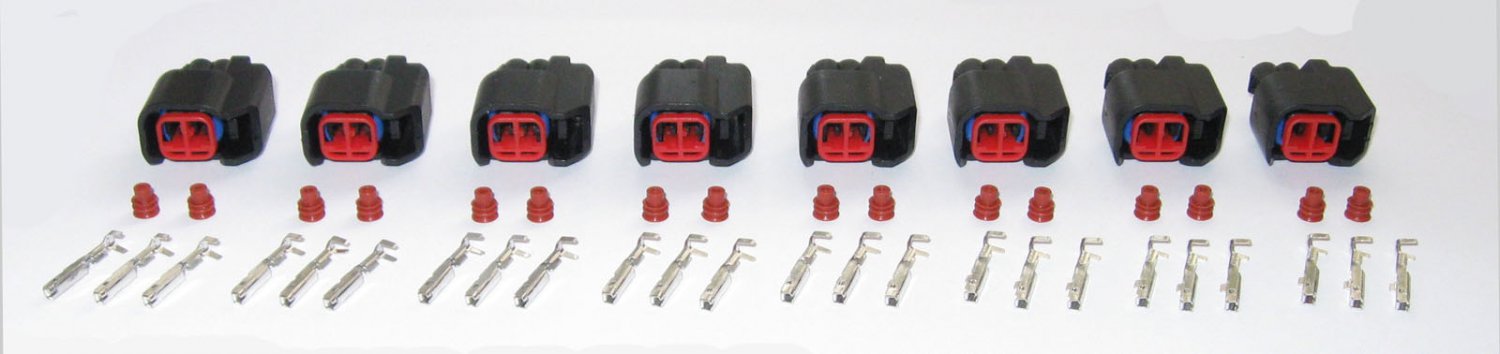 Set of 8 EV6 EV14 Fuel Injector Connectors Bosch Chevy LS2 LS3 Ford ...