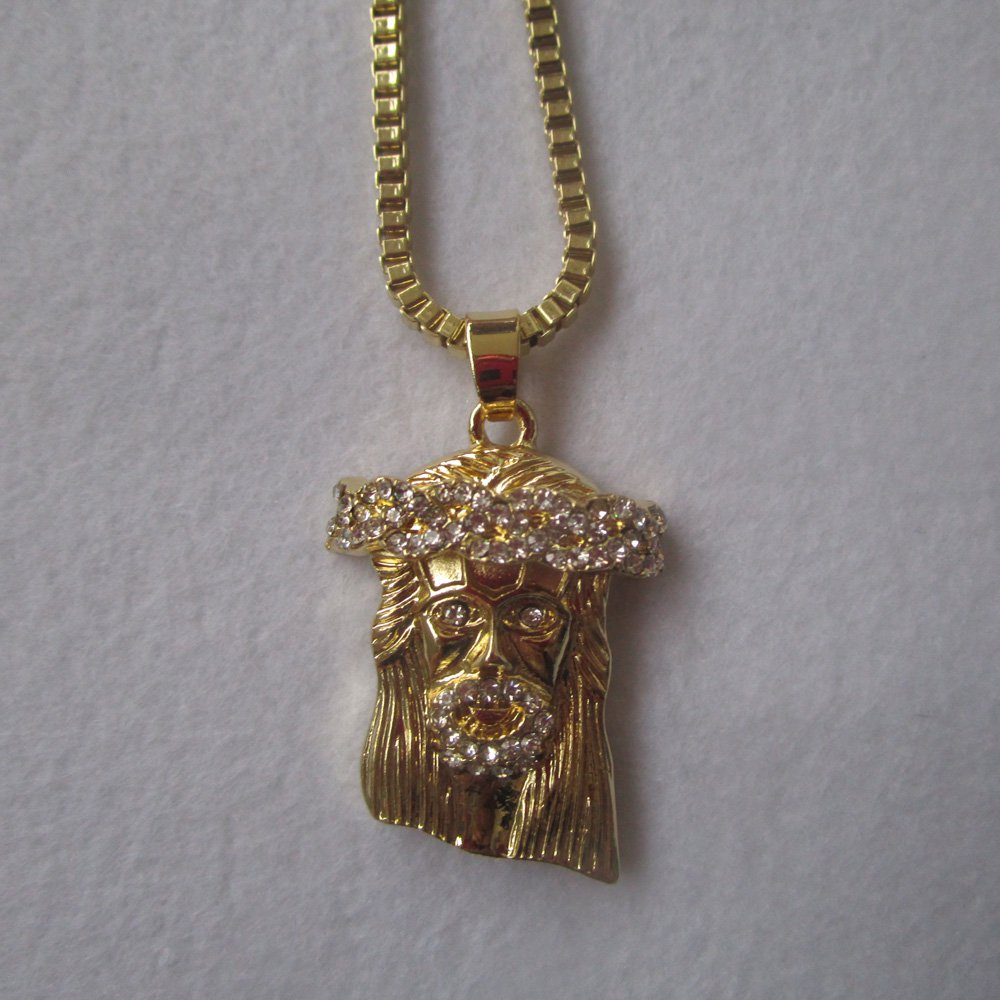 Iced Out Ski Mask Jesus With 14K Gold Plated Cuban Crown Gold Plating