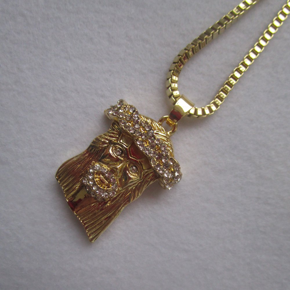 Iced Out Ski Mask Jesus With 14K Gold Plated Cuban Crown Gold Plating