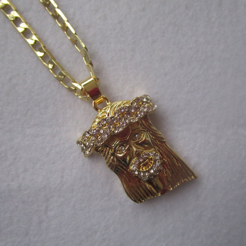 Iced Out Ski Mask Jesus With 14K Gold Plated Cuban Crown Gold Plating