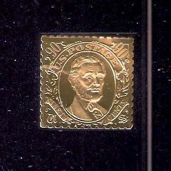 1869 Regular Issue 90-cent Abraham Lincoln 22kt Gold Replica Stamp
