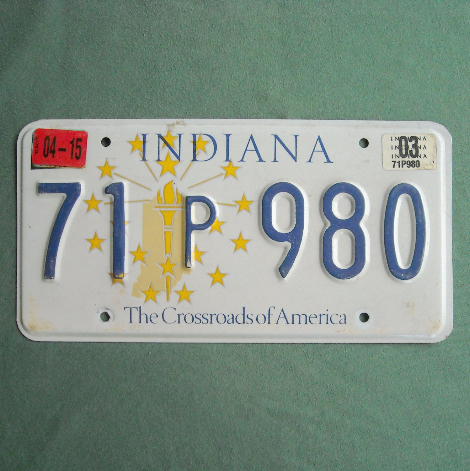 The Crossroads of America Indiana State License P Plate