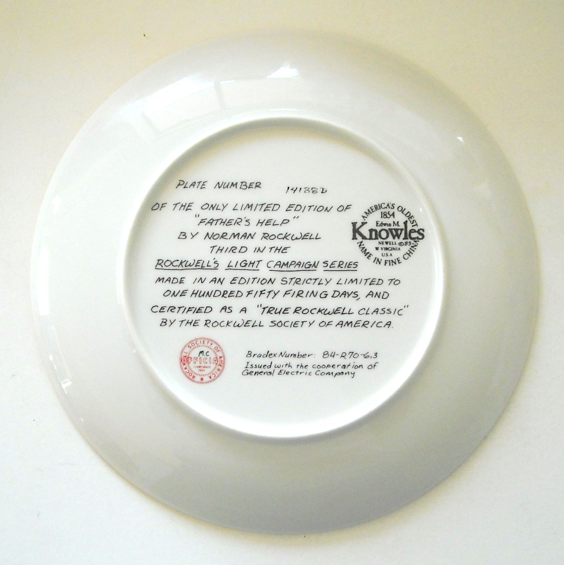 Norman Rockwell Father's Help Knowles Wall Plate Norman Rockwell Father's Help Knowles Wall Plate