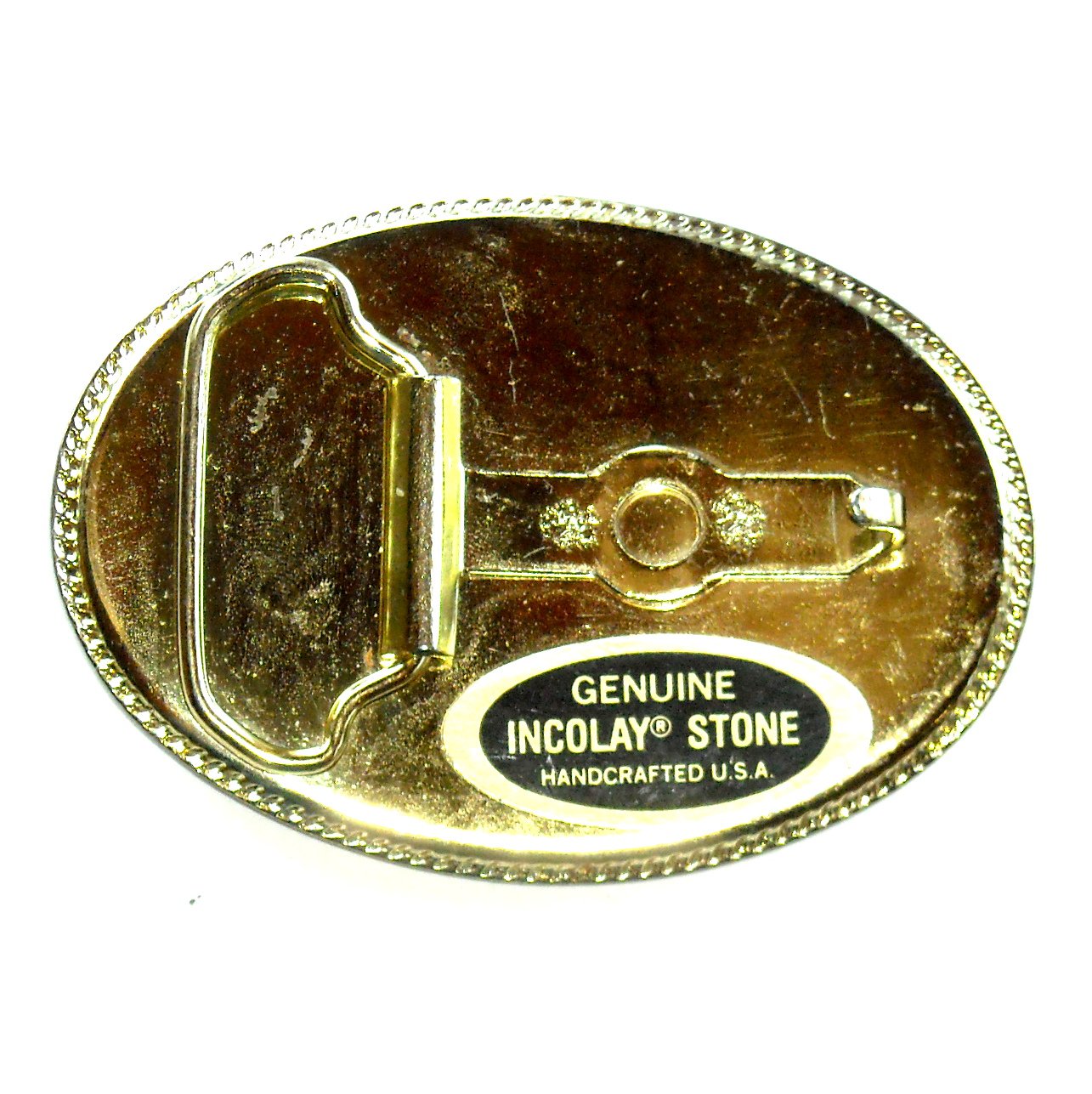 Full Rigged Ship Genuine Incolay Stone Belt Buckle