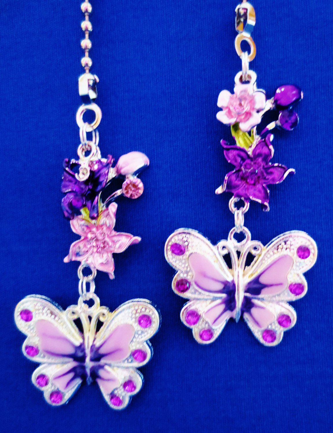 Butterfly Flower Nature Ceiling Fan Light Pull Chain Set T-19