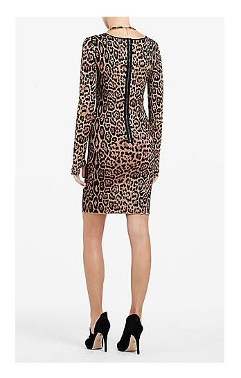 NWT BCBG MAXAZRIA SHEENA LONG SLEEVED LEOPARD FORMFITTING PRINT DRESS M