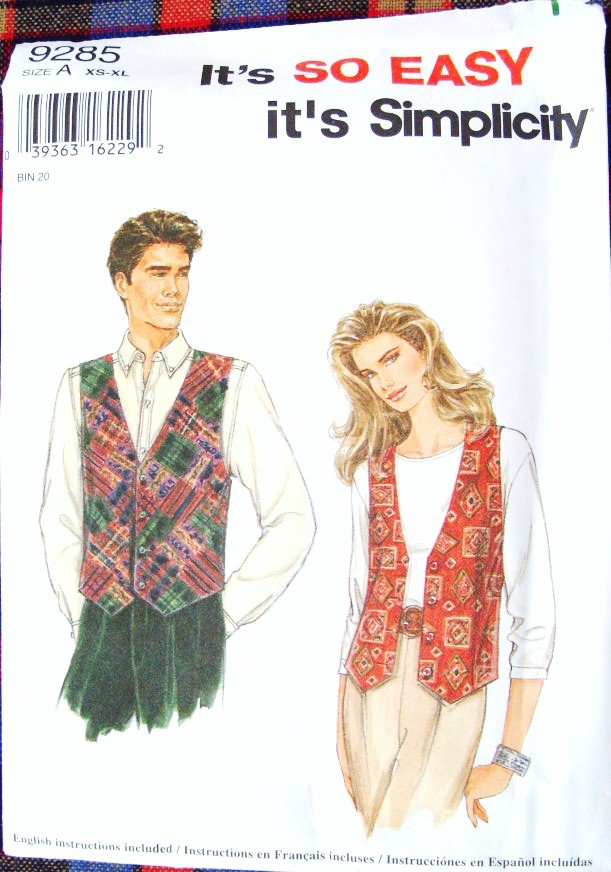 Simplicity It's So Easy Pattern Number 9285 Size A XS-XL