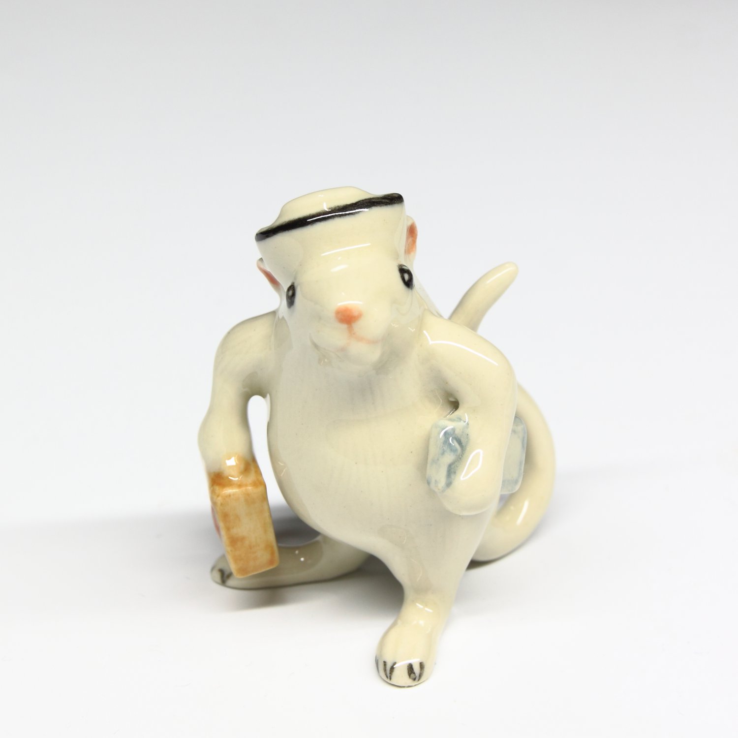 Animals Ceramic 1 pcs Nurse Rat or Mouse Ceramic Figurine Hand painted