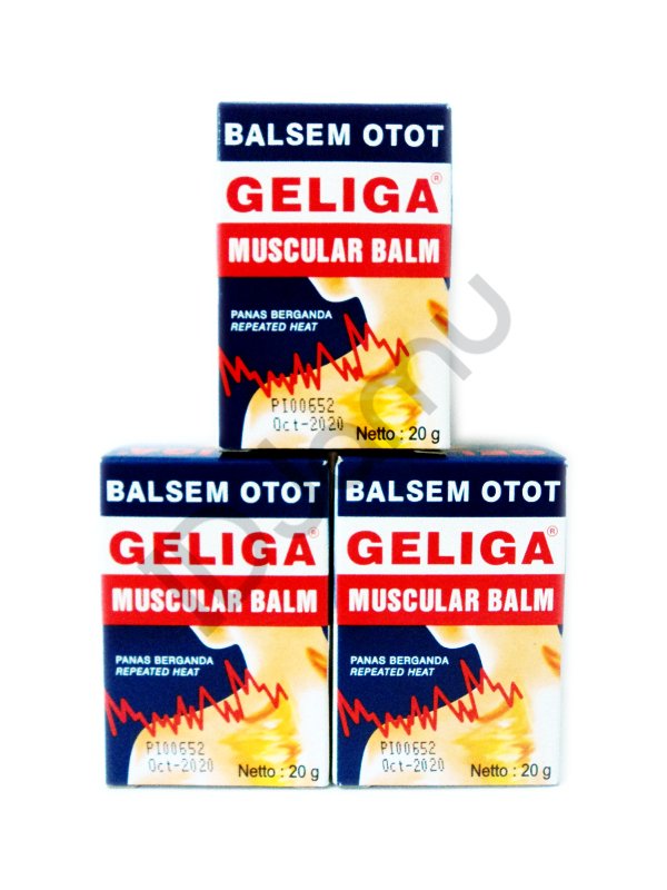 3 Pcs of 20g Geliga Muscular Balm Balsem Otot Muscle Pain Relief ...
