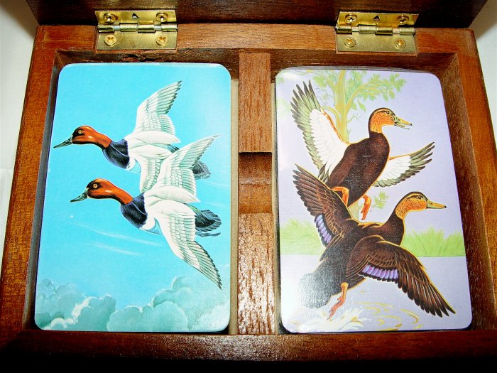 DUCK GOOSE Playing Cards - Two Decks in Wooden Box