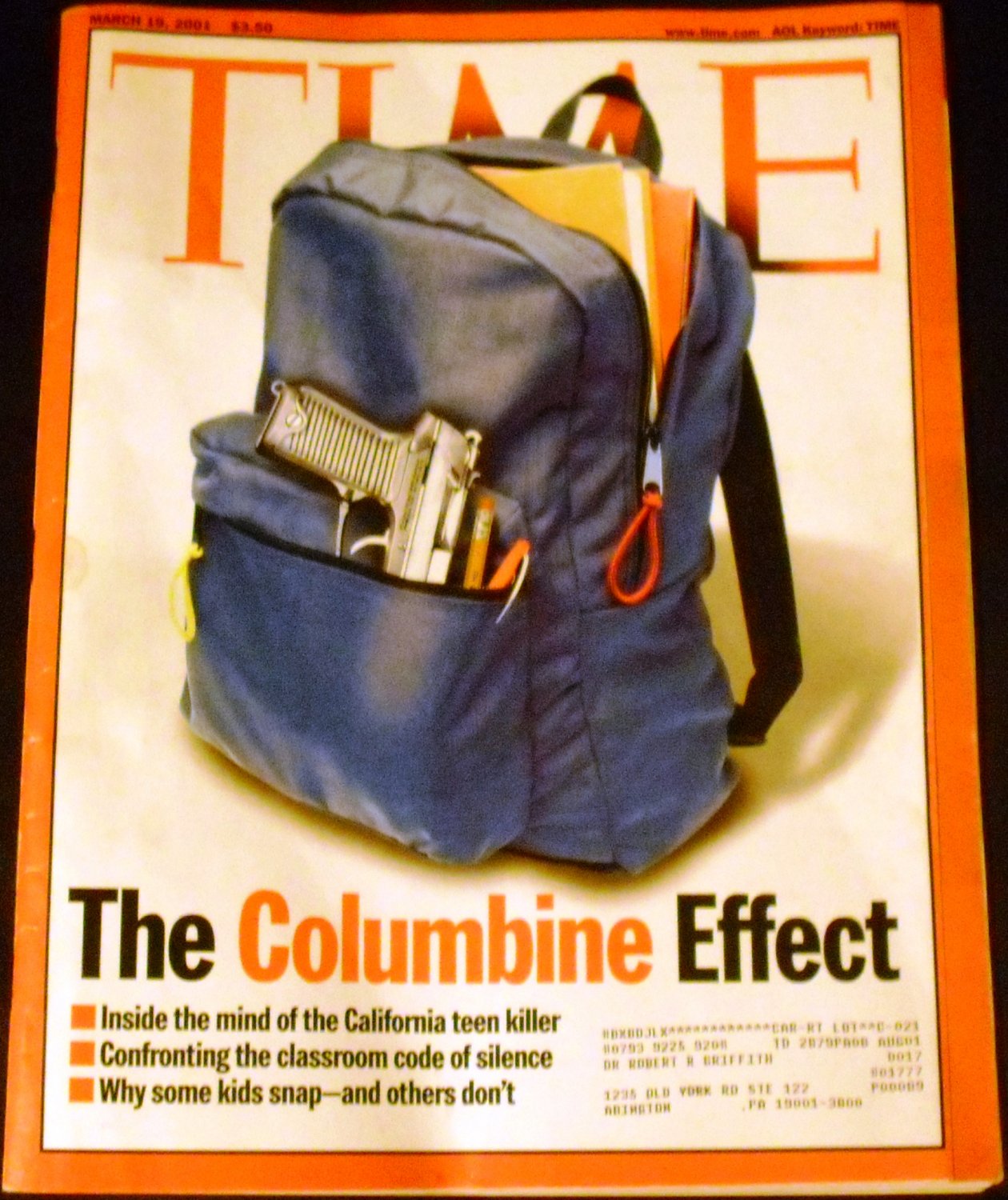 TIME Magazine March 19, 2001 (The Columbine Effect)