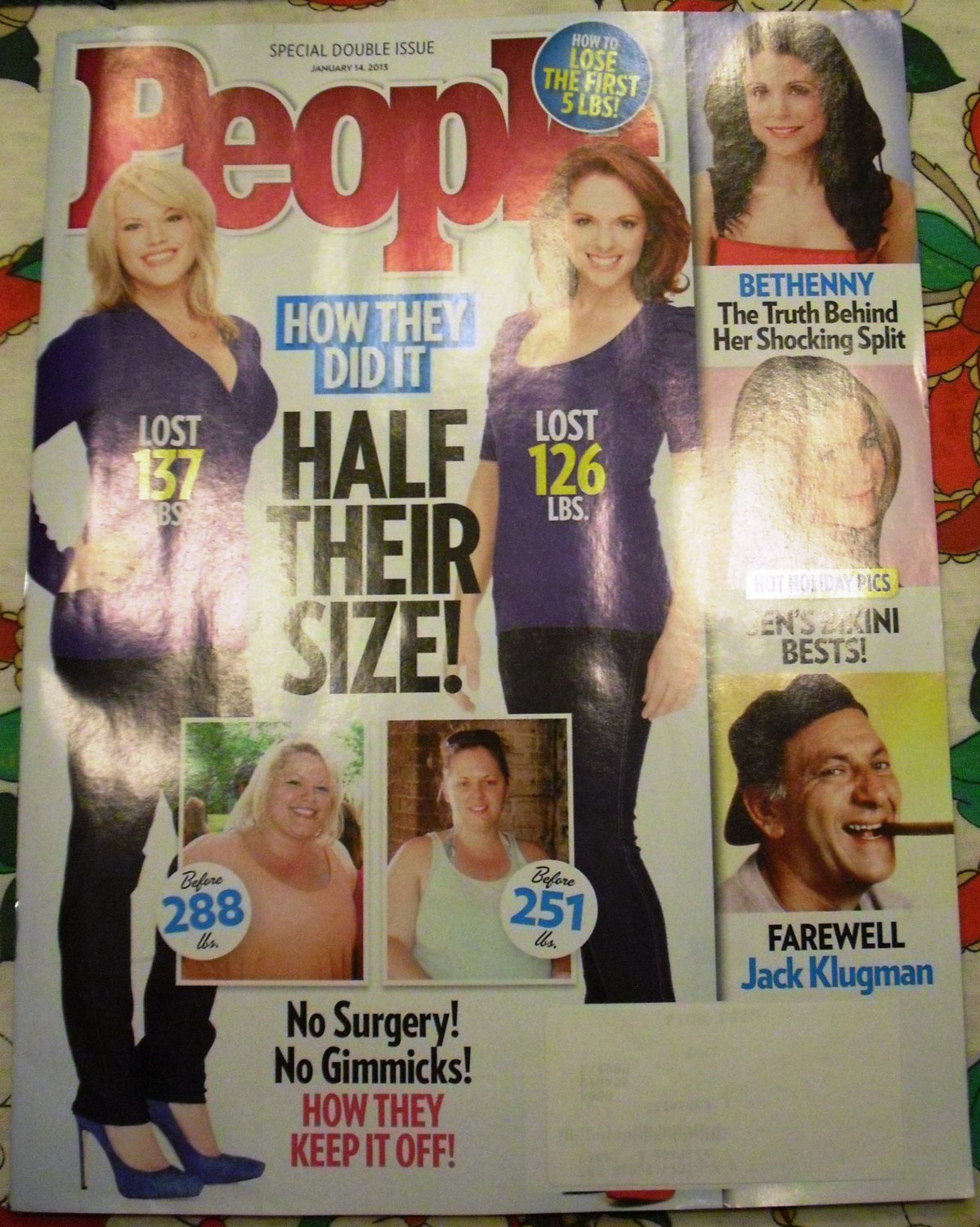 People Magazine January 14, 2013 - Half Their Size Double Issue