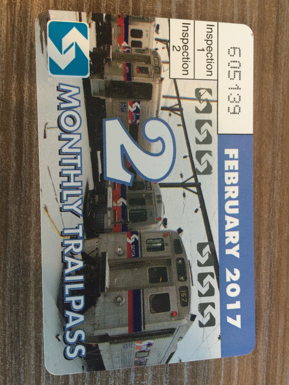 Philadelphia SEPTA Zone 2 Regional Rail Monthly Pass February 2017 ...