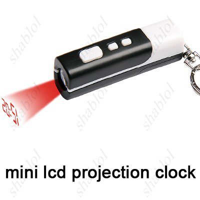 Mini Tiny LCD Projector Projection Digital Clock with Key Chain Ring ...