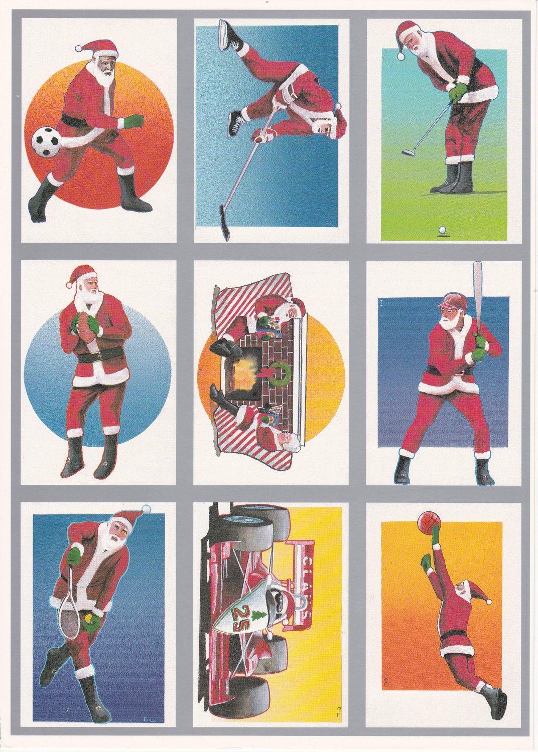1991 Tuff Stuff Sporting Santa Claus uncut 9 card set