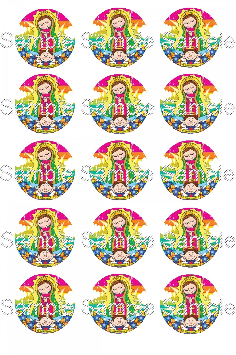Virgin Mary Cuidame Distroller Bottle Cap 15 1" Images Digital JPEG File