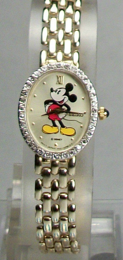 Disney Diamond 14kt Gold Ladies Seiko Mickey Mouse Watch! New Wow!