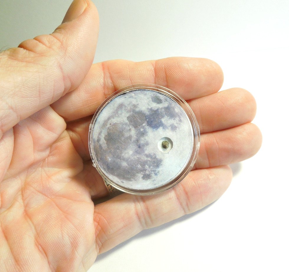MOON ROCK Disc Display, Piece of the Moon in the Palm of your Hand