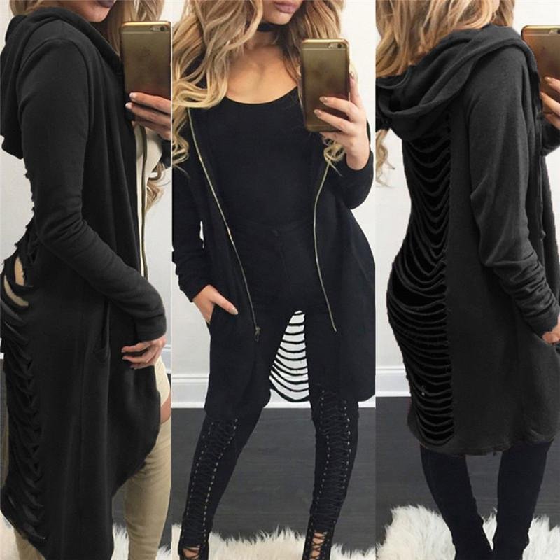 Fashion High Street Gothic Women Ladies Cut Out Cardigan Full Sleeve ...