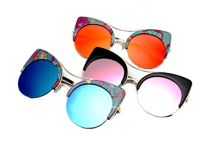 Vintage Cat Eye Sunglasses Women Brand Designer Mirror Retro Circle Sun