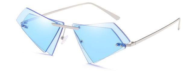 Unique Rimless Women Diamond Sharp Sunglasses Fashion Double Lens Cat ...