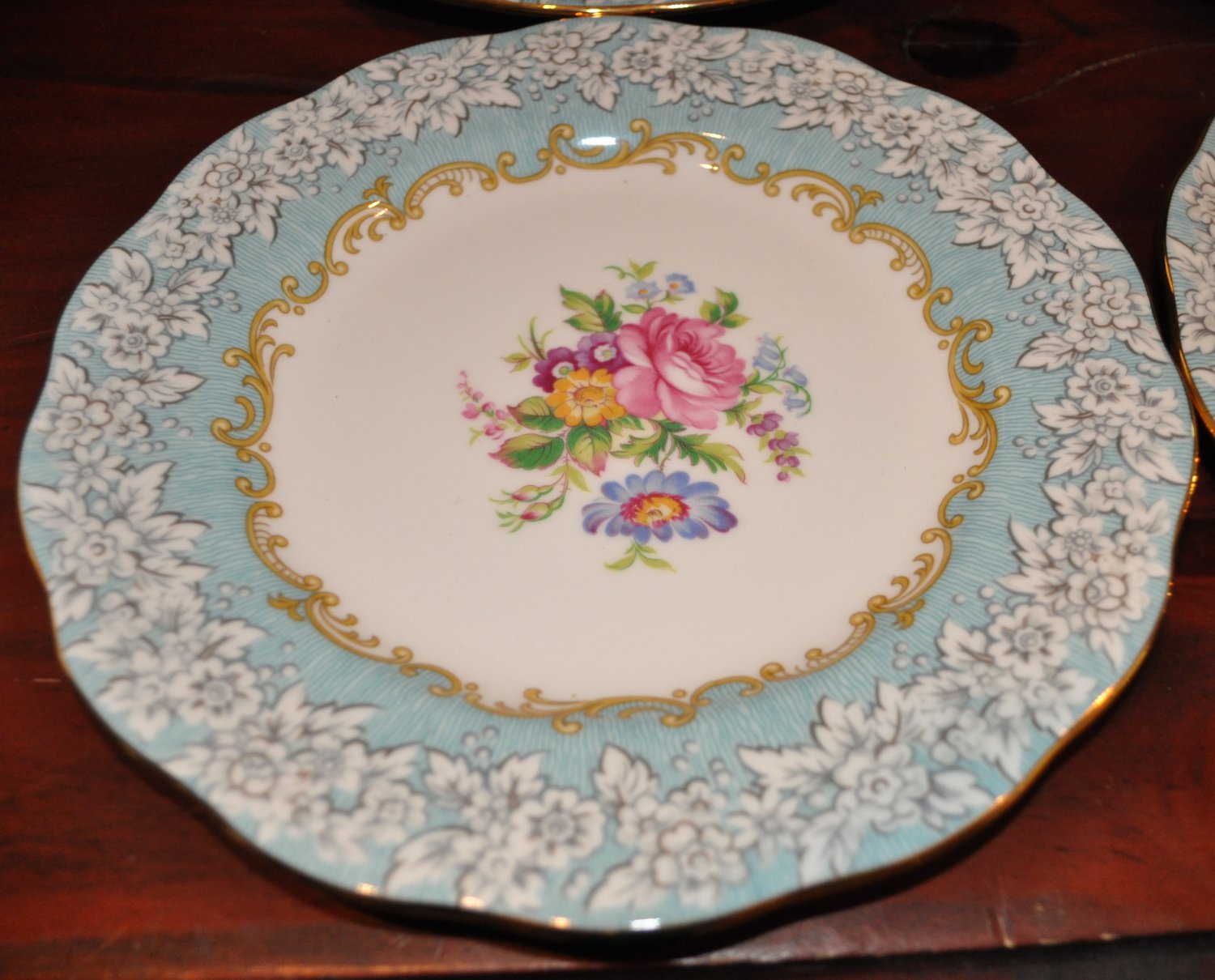 ROYAL ALBERT AQUA BLUE ENCHANTMENT SALAD PLATES