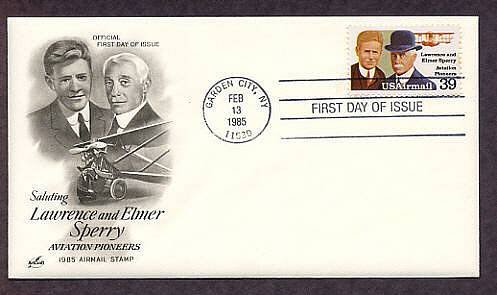 Lawrence and Elmer Sperry, Aviation Airmail USPS First Issue USA
