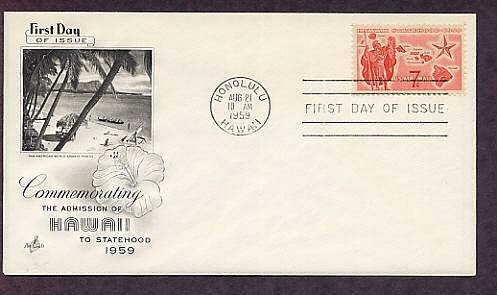 Hawaii Statehood Hawaiian Islands Honolulu 1959 First Issue