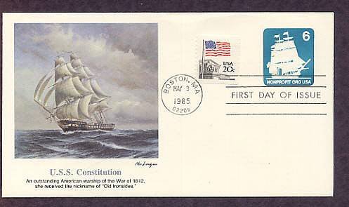 U.S.S. Constitution Postage Stamp Embossed Envelope AC First Issue USA
